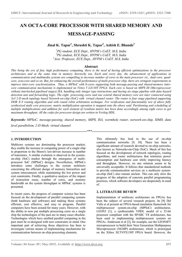 An octa core processor with shared memory and message-passing | PDF