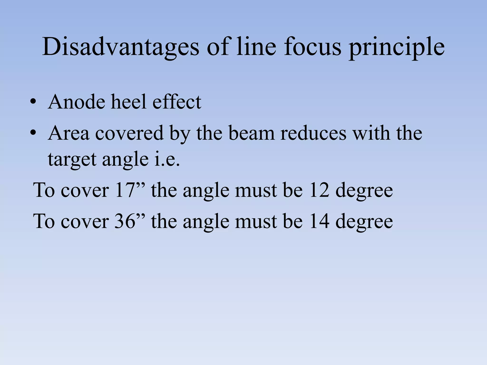 Anode heel effect, line focus principle, | PPTX