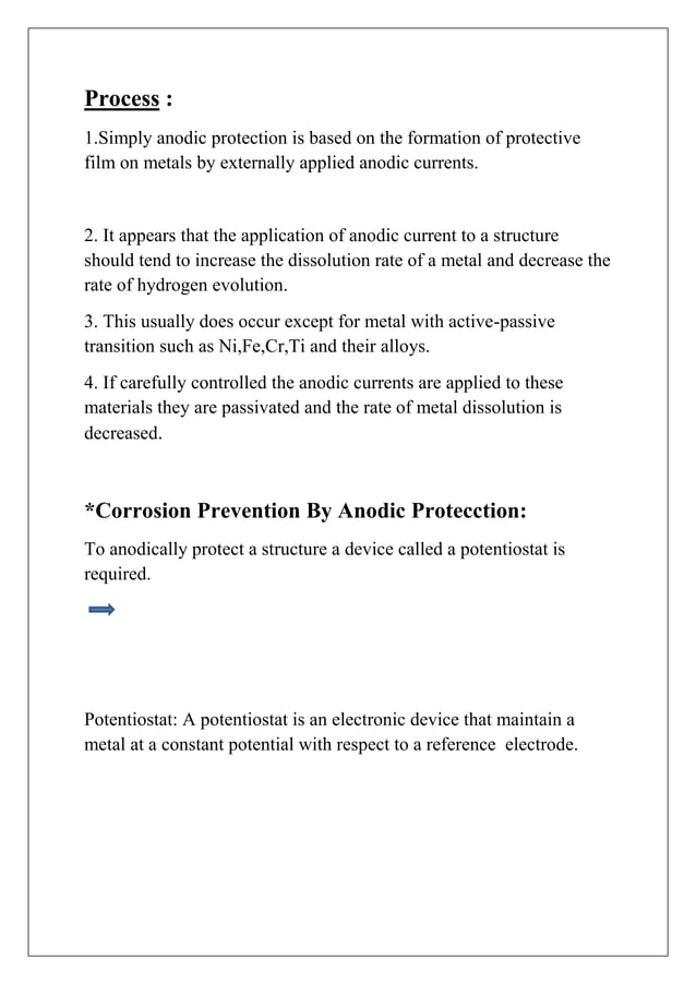 Anodic protection for corrosion prevention | PDF | Chemistry | Science