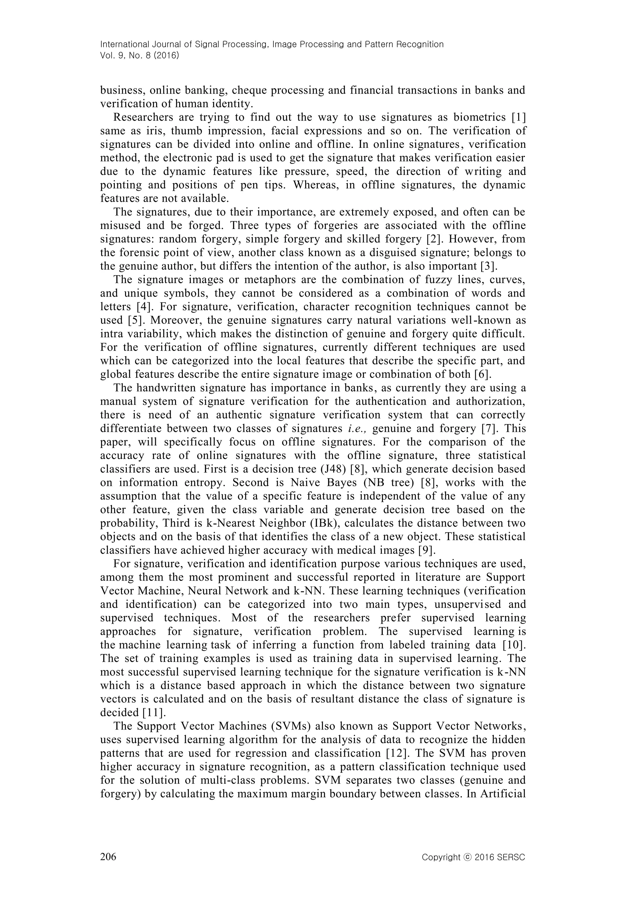 An offline signature verification using pixels intensity levels | PDF