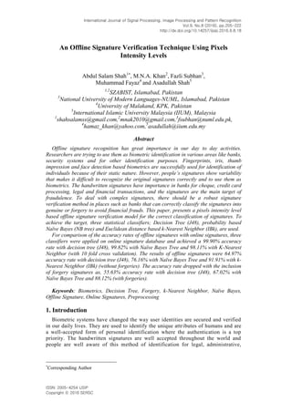 An offline signature verification using pixels intensity levels | PDF