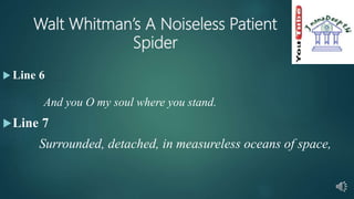 A Noiseless Patient Spider by Chethan B Manjunath | PPTX