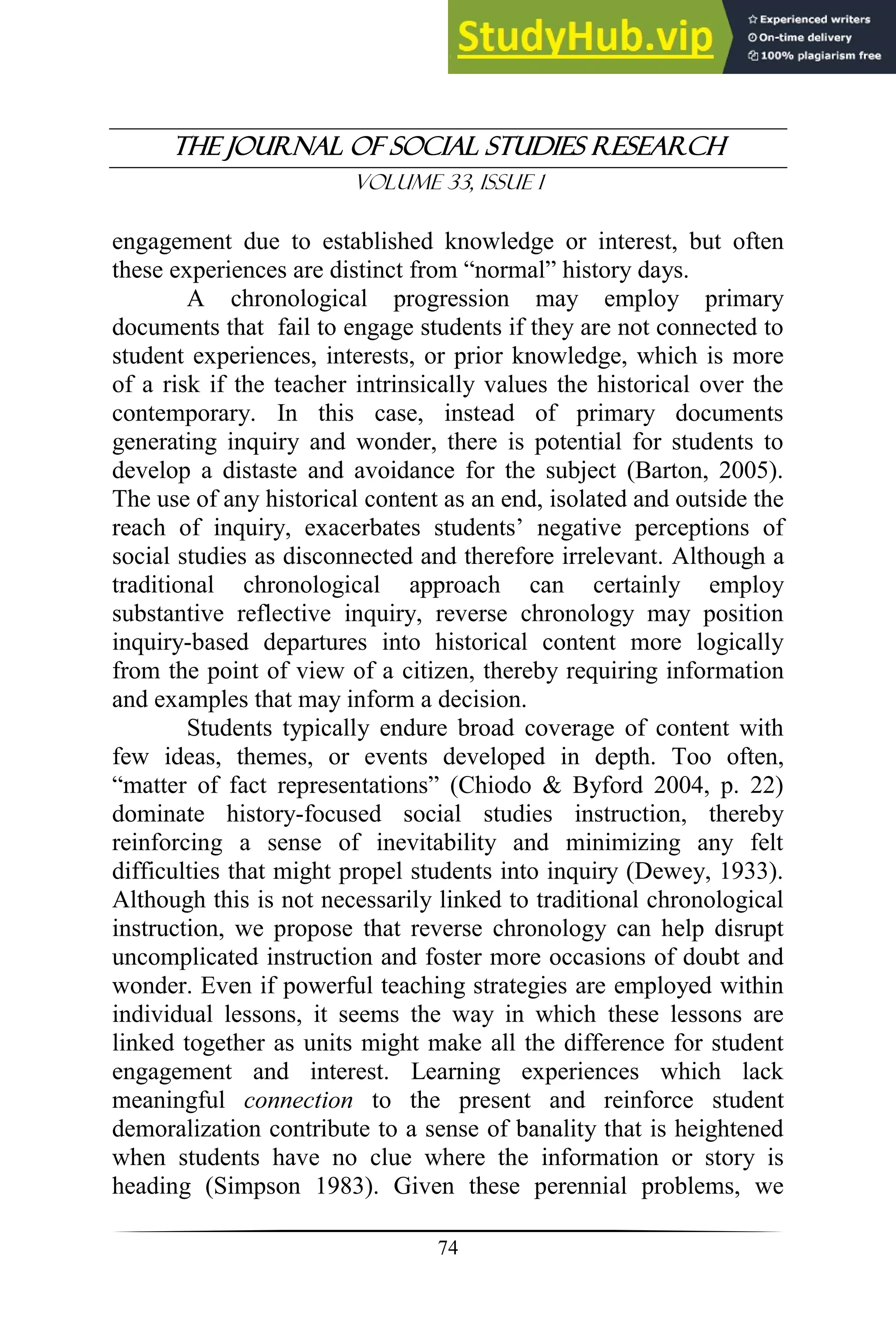 An Old Fad Of Great Promise Reverse Chronology History Teaching In ...