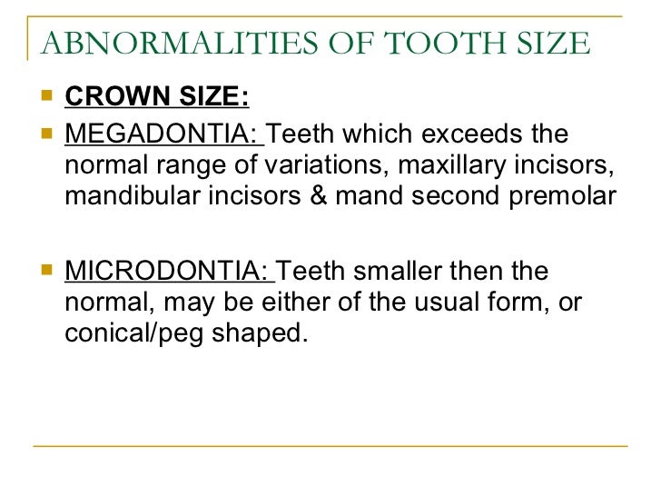 Anomalies of tooth formation & eruption