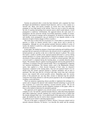 Anomalous payload based network intrusion detection | PDF