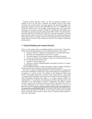 Anomalous payload based network intrusion detection | PDF