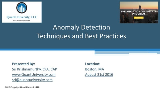 Anomaly detection : QuantUniversity Workshop | PDF | Physics | Science
