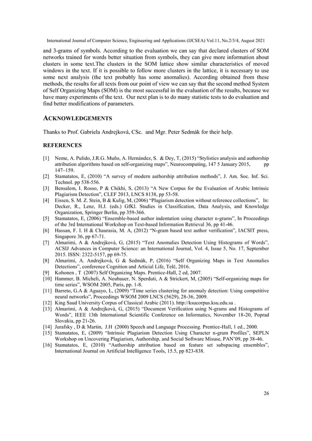 Anomaly Detection In Arabic Texts Using Ngrams And Self Organizing Maps Pdf