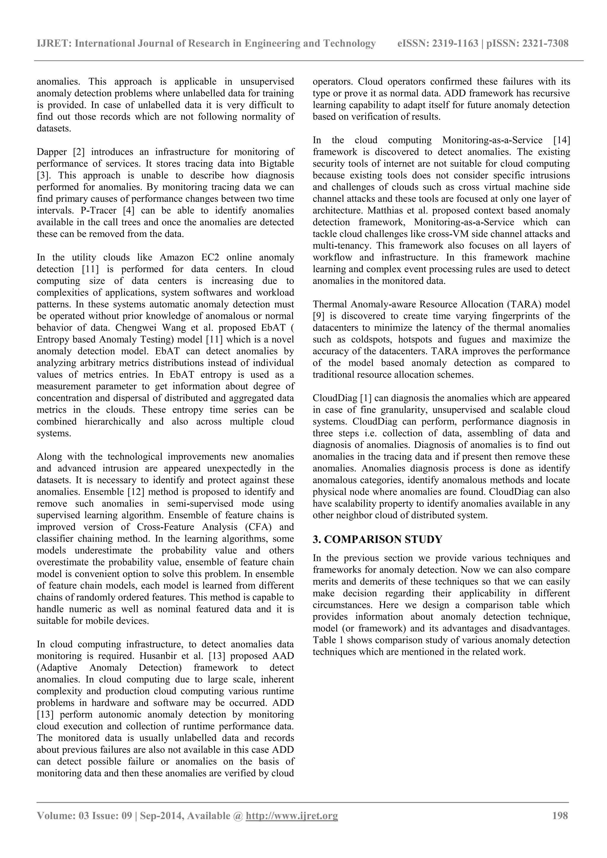 Anomaly Detection In The Services Provided By Multi Cloud Architectures