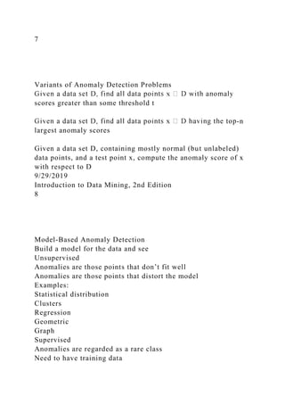 AnomalyOutlier DetectionWhat are anomaliesoutliersThe set.docx