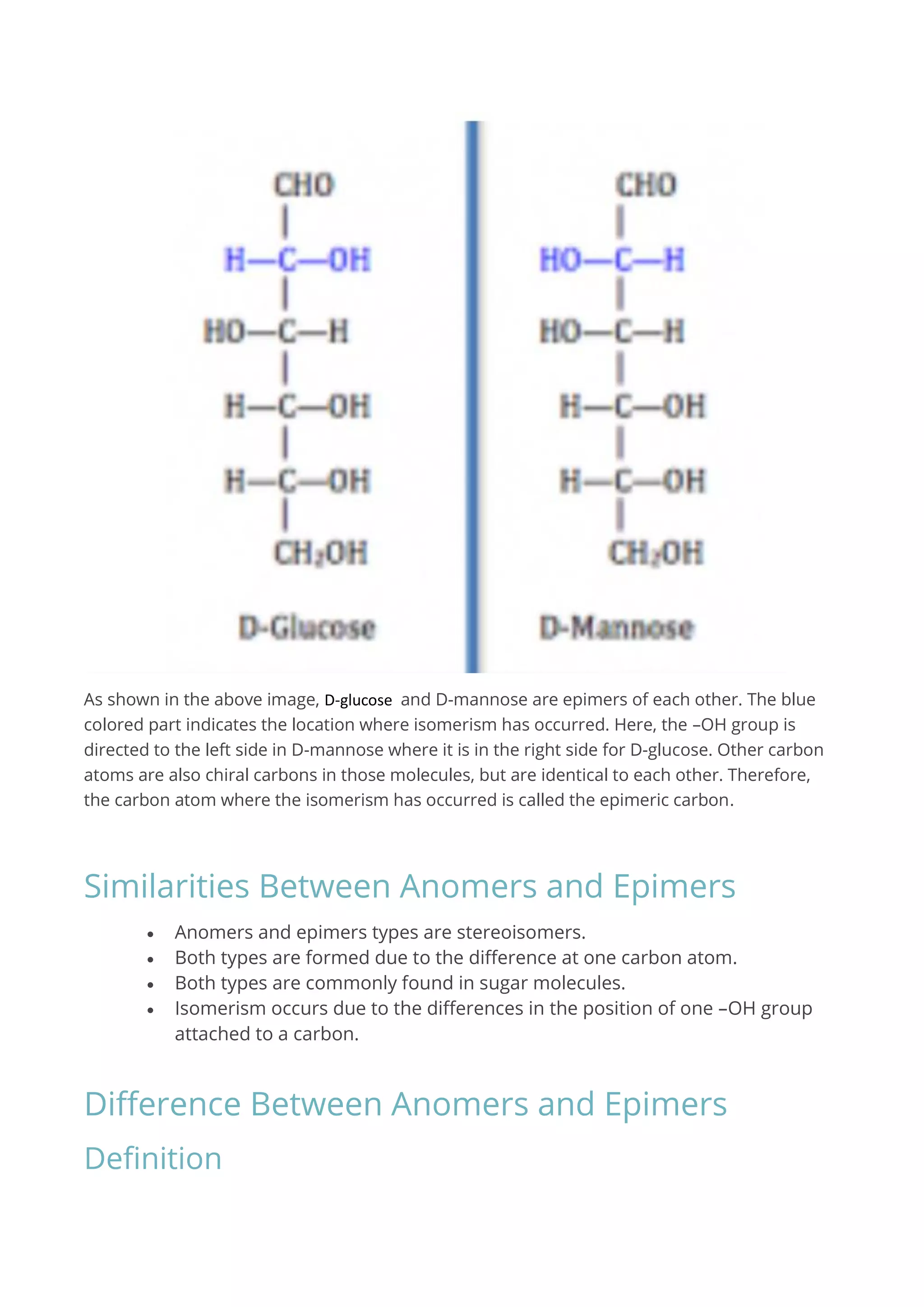 Anomers and epimers | PDF