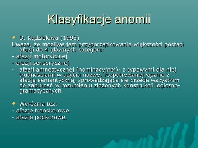 Anomia | PPT | Brain and Nervous System Disorders | Diseases and Conditions