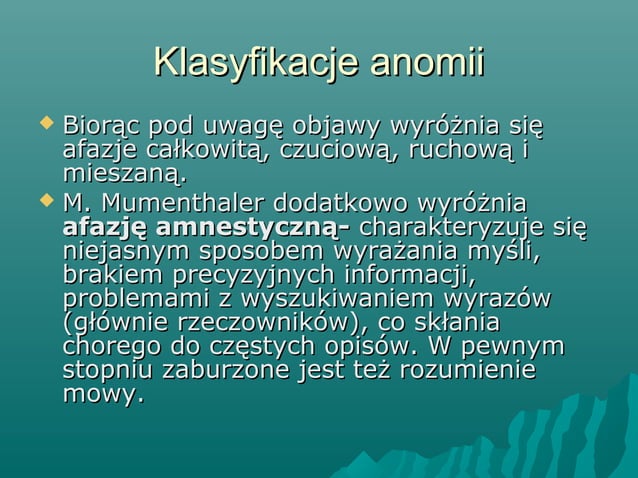 Anomia | PPT | Brain and Nervous System Disorders | Diseases and Conditions