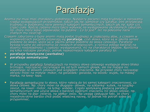 Anomia | PPT | Brain and Nervous System Disorders | Diseases and Conditions