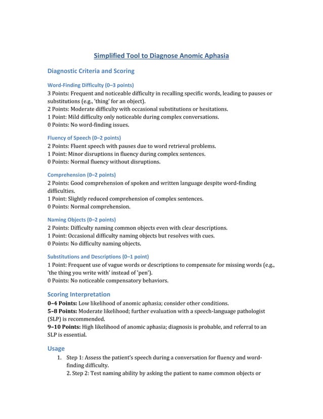 Aphasia or Dysphasia Diagnostic Scoring Tool (ADST) | PDF