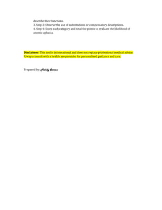 Aphasia or Dysphasia Diagnostic Scoring Tool (ADST) | PDF