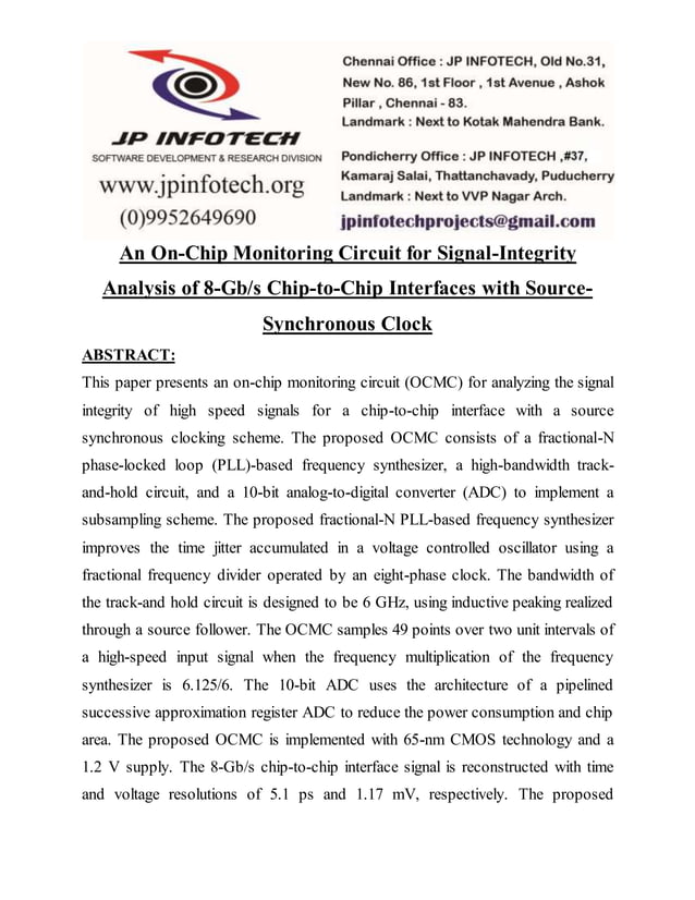 An On-Chip Monitoring Circuit for Signal-Integrity Analysis of 8-Gb/s ...