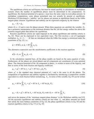 A Non-Ideal Multiphase Chemical Equilibrium Algorithm | PDF | Chemistry | Science