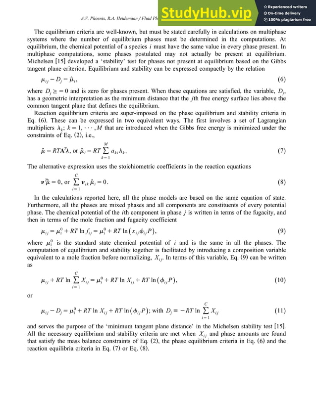 A Non-Ideal Multiphase Chemical Equilibrium Algorithm | PDF | Chemistry | Science