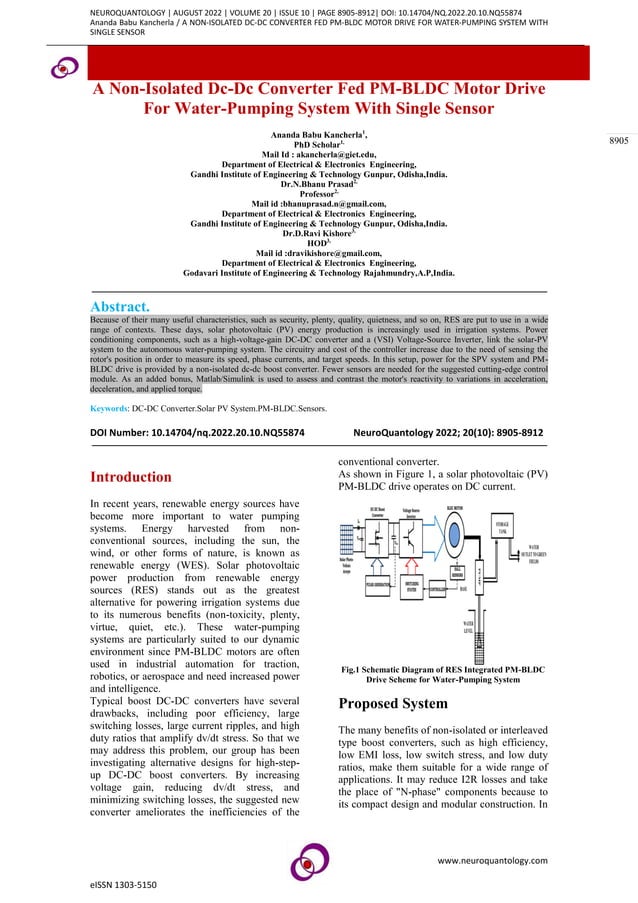 A Non-Isolated Dc-Dc Converter Fed PM-BLDC Motor Drive For Water-Pumping System With Single ...