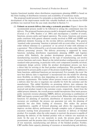 An on time delivery improvement model for manufacturing organisations | PDF