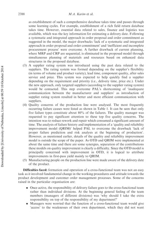 An on time delivery improvement model for manufacturing organisations | PDF