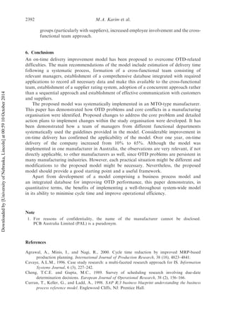 An on time delivery improvement model for manufacturing organisations | PDF