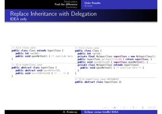 Eclipse vs. IntelliJ IDEA : Refactorings Showdown | PPT | Free Download