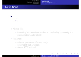 Eclipse vs. IntelliJ IDEA : Refactorings Showdown | PDF