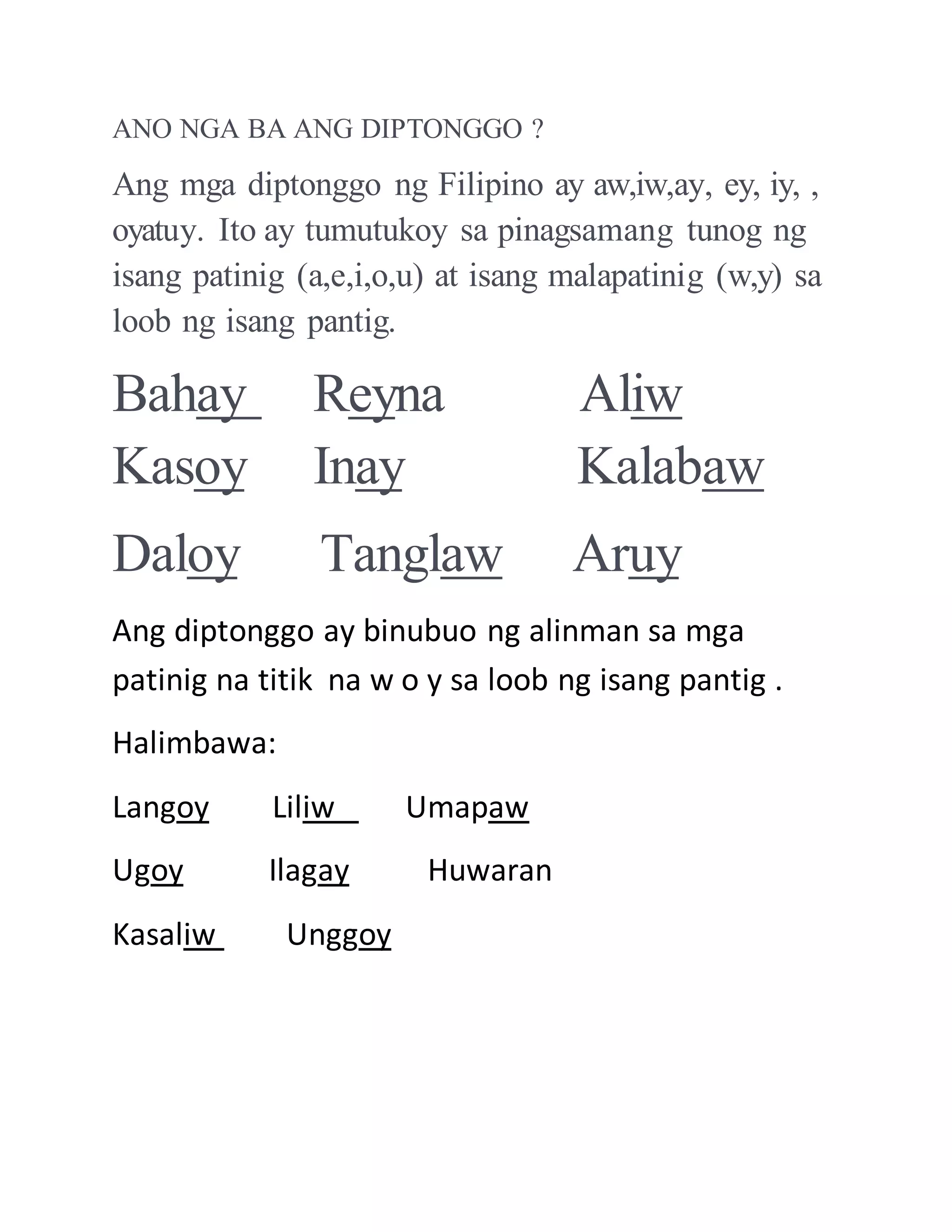 Ano nga ba ang diptonggo | DOCX
