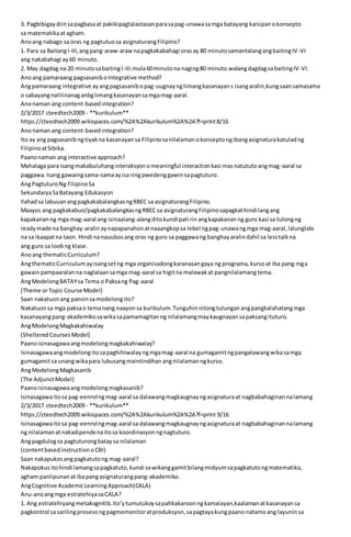 Ano nga ba ang ibig sabihin ng kurikulum | DOCX