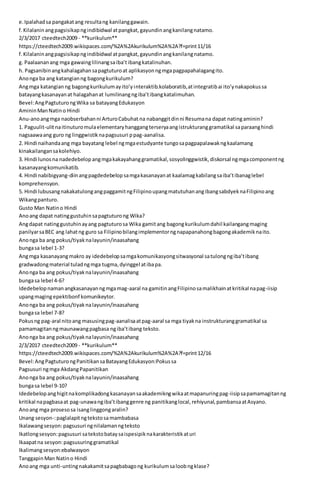 Ano nga ba ang ibig sabihin ng kurikulum | DOCX