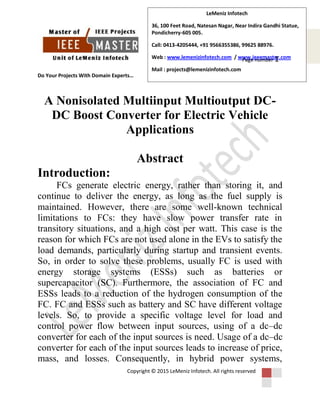 A non isolated multi input multi output dc–dc boost converter for electric vehicle applications ...