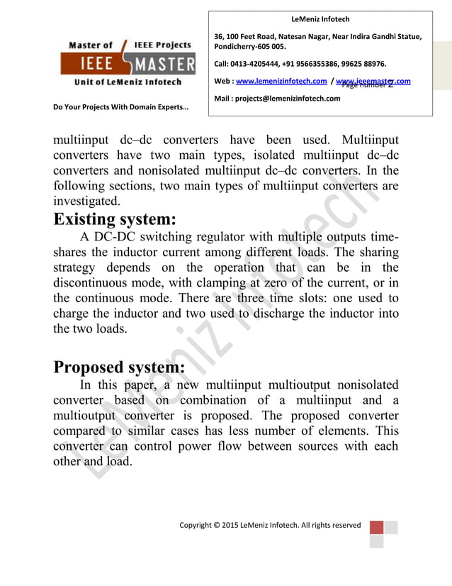 A Non Isolated Multi Input Multi Output Dcdc Boost Converter For