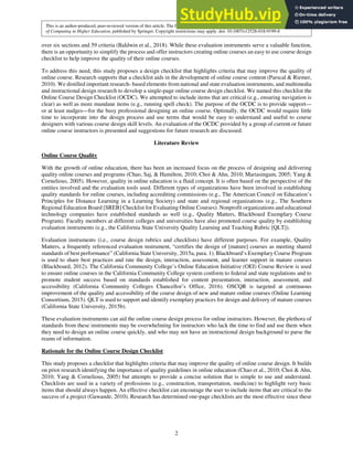 An Online Course Design Checklist Development And Users Perceptions | PDF | Education industry ...