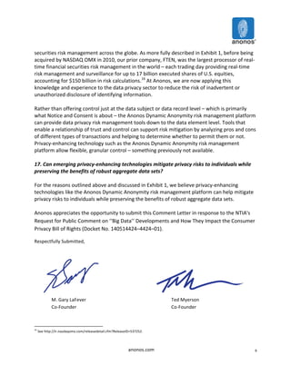 Anonos NTIA Comment Letter letter on ''Big Data'' Developments and How ...