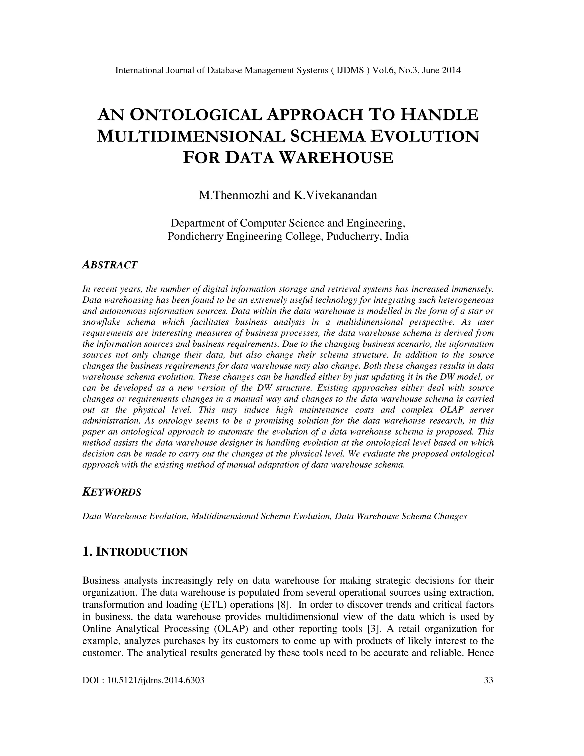 An ontological approach to handle multidimensional schema evolution for ...