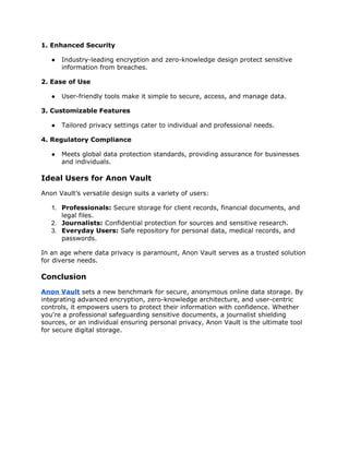 Anon Vault_ The Ultimate Guide to Secure, Anonymous Online Data Storage ...