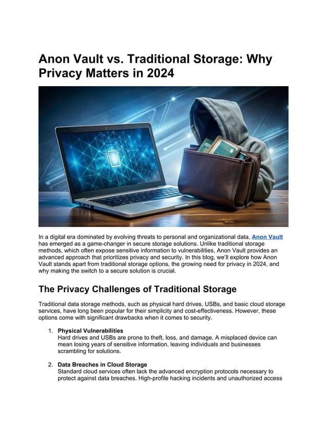 Anon Vault vs. Traditional Storage: Why Privacy Matters in 2024 | PDF
