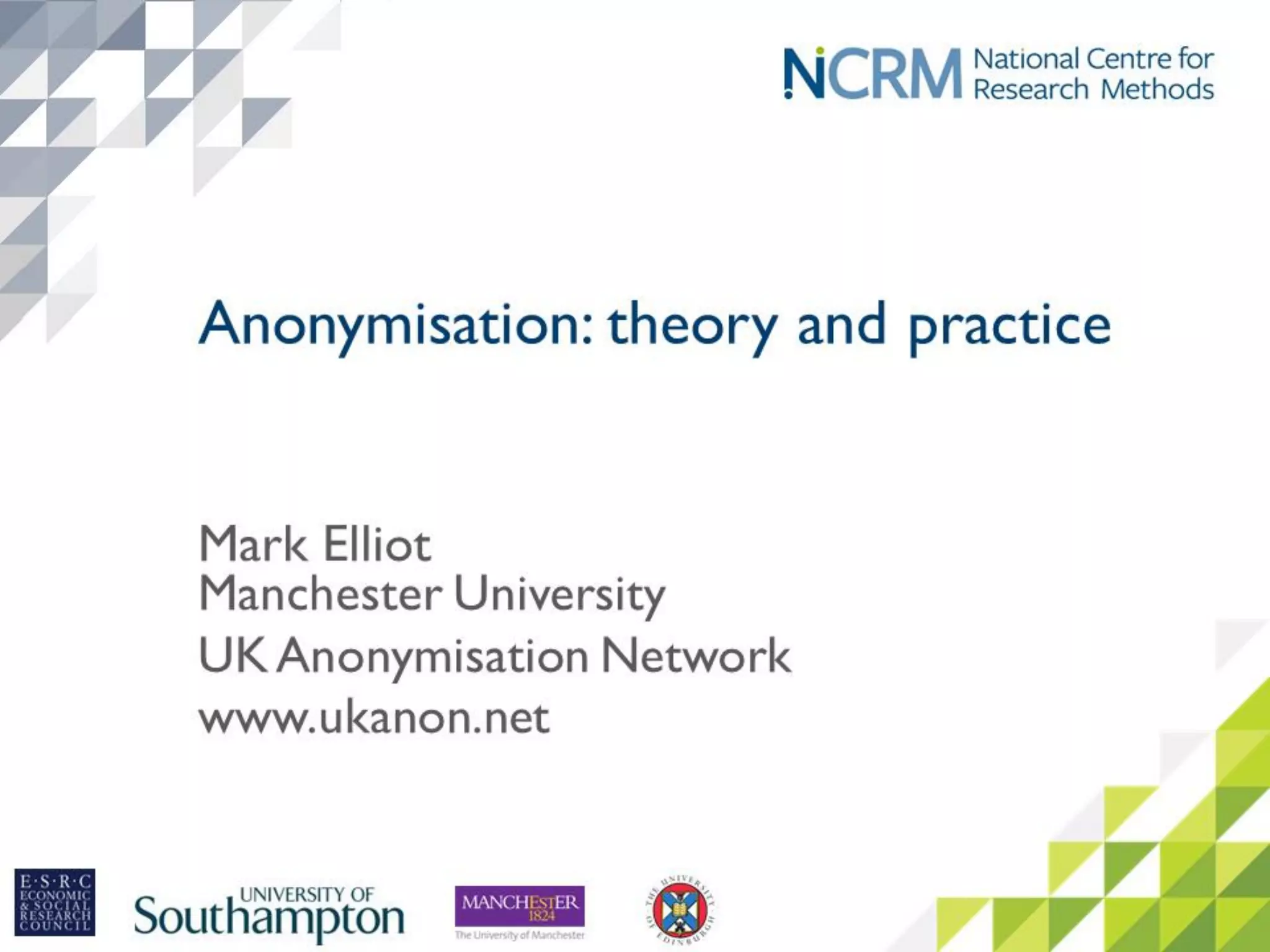 Anonymisation decision making framework | PPT