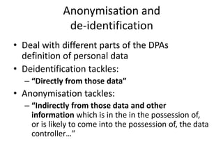 Anonymisation theory and practice | PDF