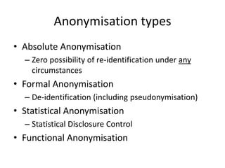 Anonymisation theory and practice | PDF