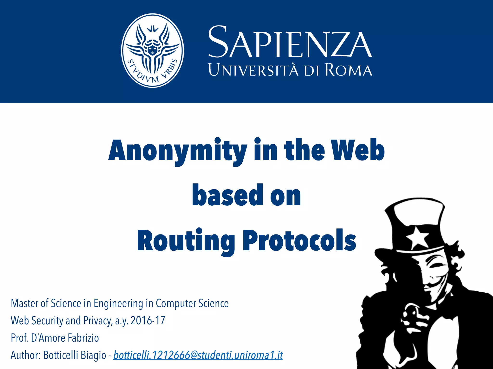 Anonymity In The Web Based On Routing Protocols Ppt