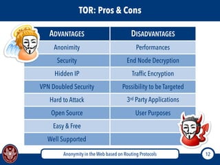 Anonymity in the web based on routing protocols | PPT
