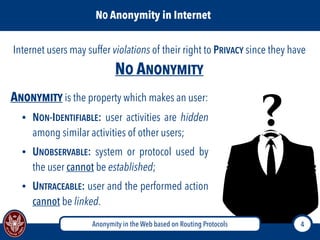 Anonymity in the web based on routing protocols | PPT
