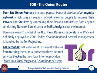 Anonymity in the web based on routing protocols | PPT