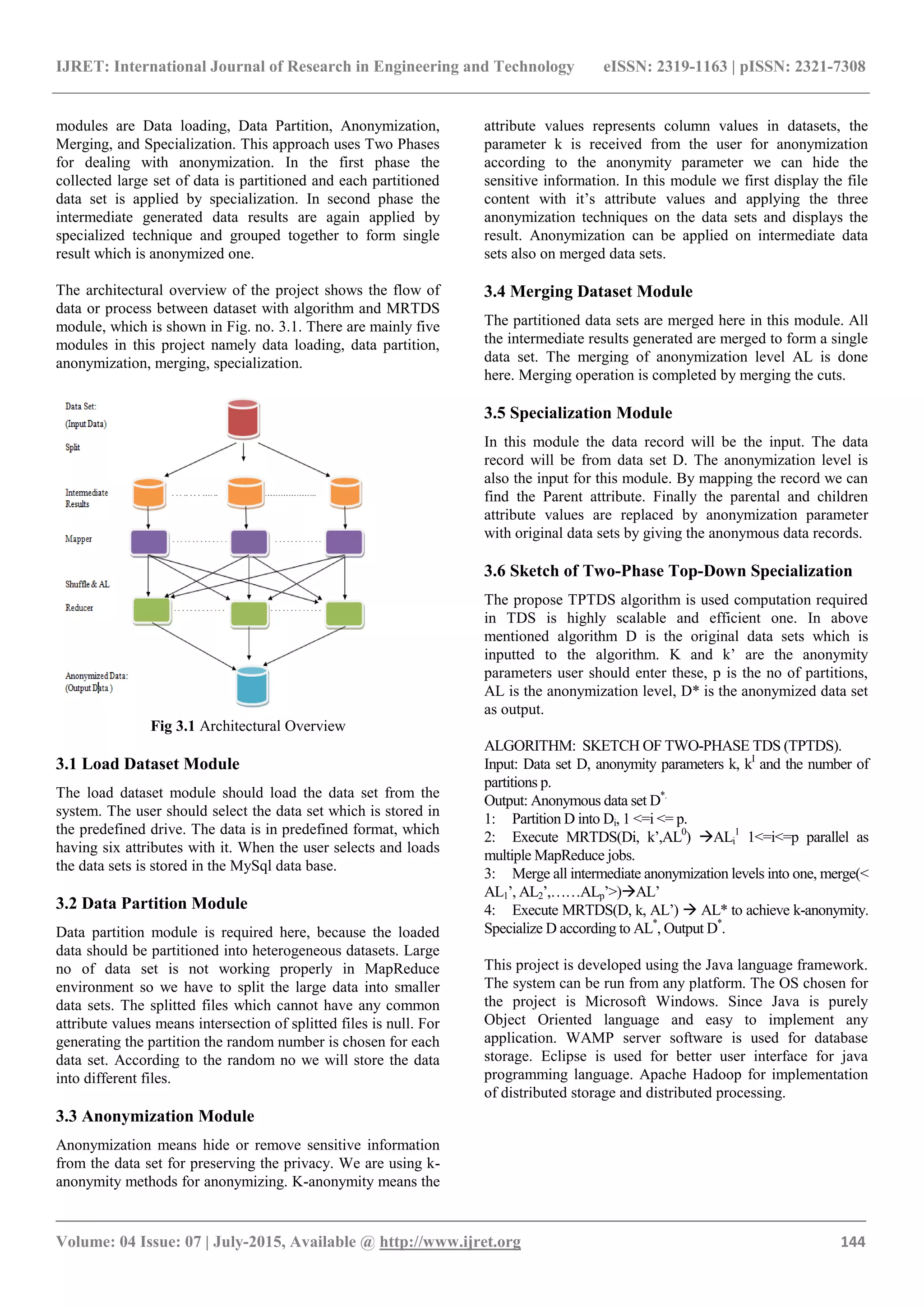 Anonymization Of Data Using Mapreduce On Cloud Pdf Cloud Computing Internet