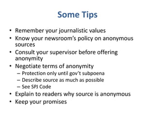 Anonymous sources in Journalism | PPT