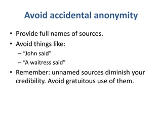 Anonymous sources in Journalism | PPT