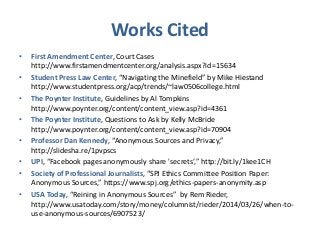 Anonymous sources in Journalism | PPT